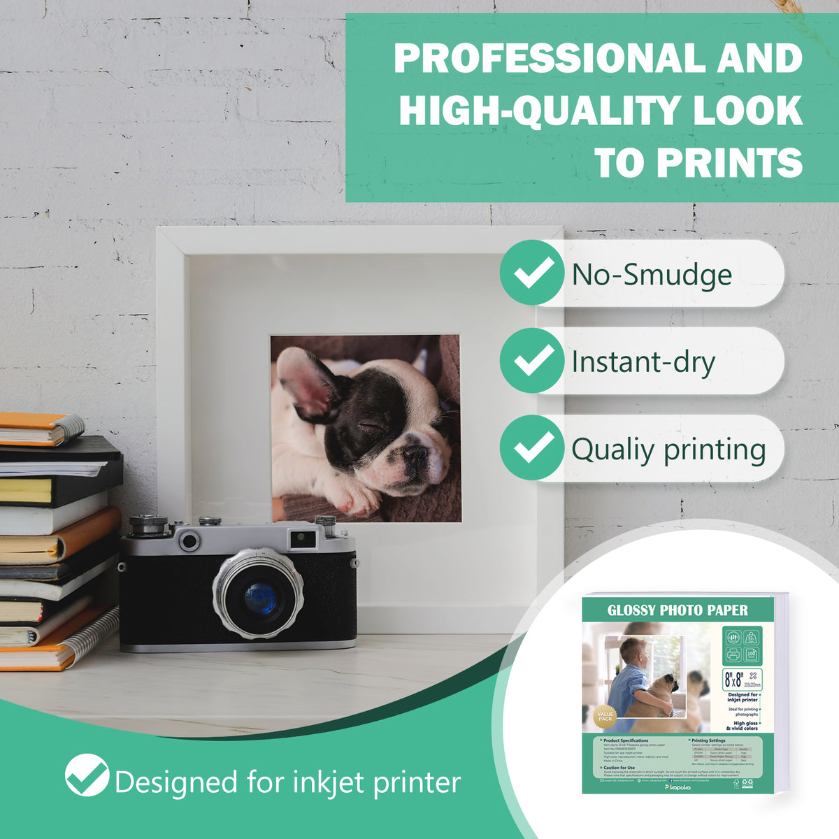 [US STOCK] Pikapoka 8x8 Square Photo Paper Glossy, Photo Quality Paper ...